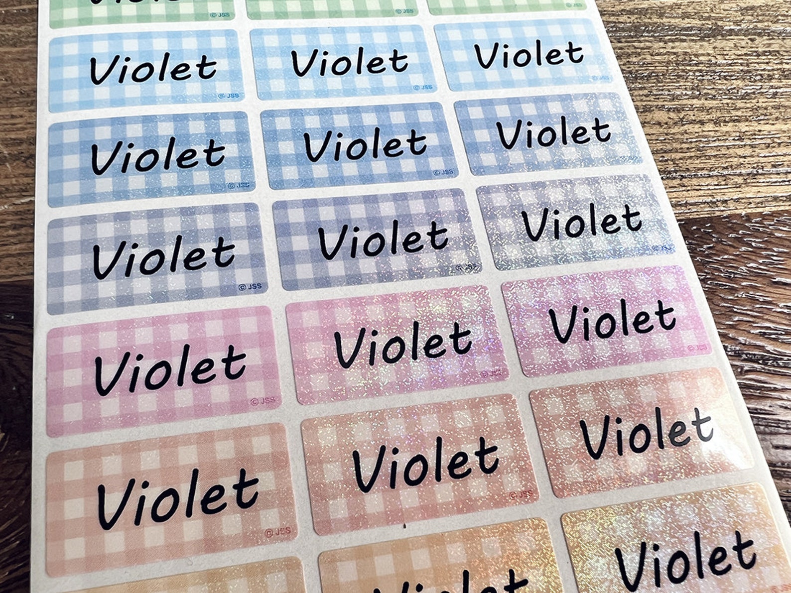 Custom Waterproof Glitter Name Sticker/grid Glitter Stickers ...