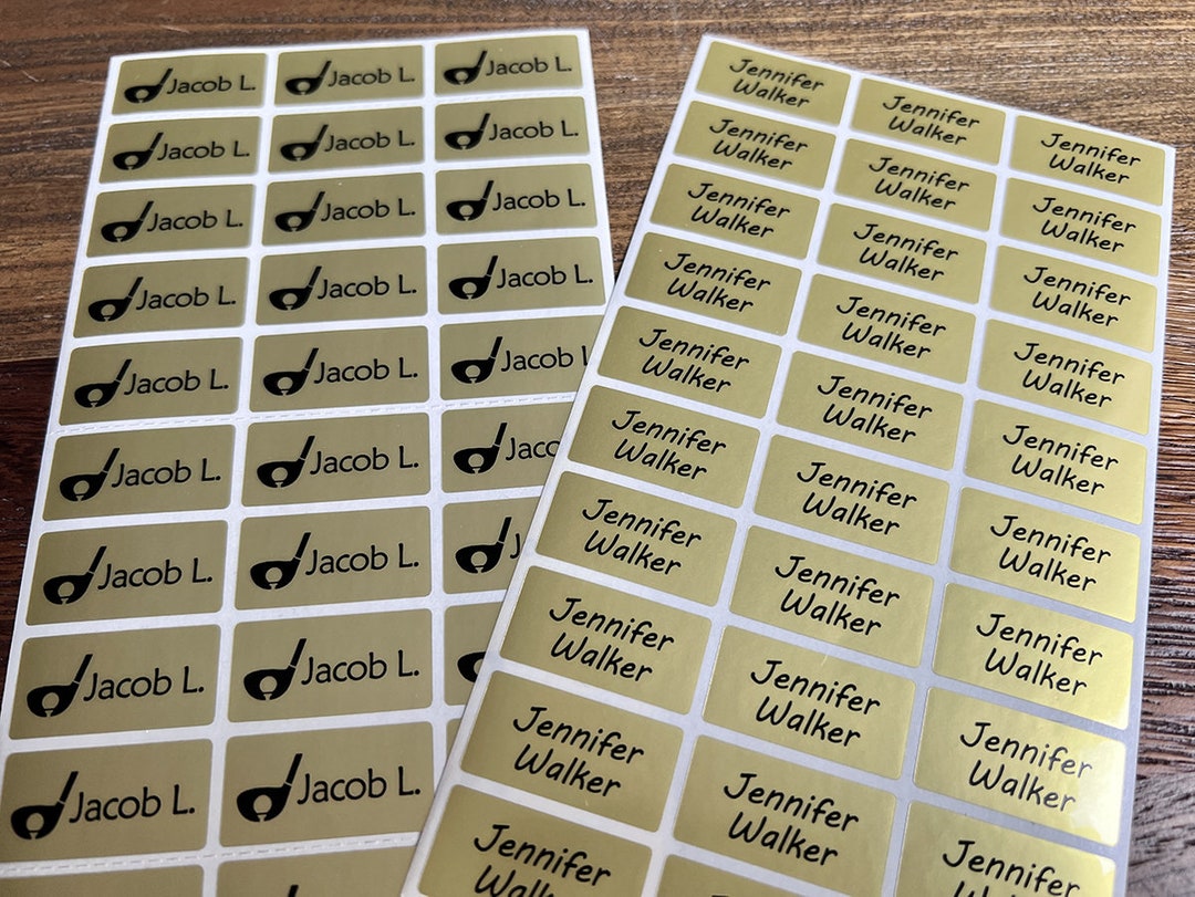 Custom Gold Name Stickers: Waterproof Personalized Labels - Etsy