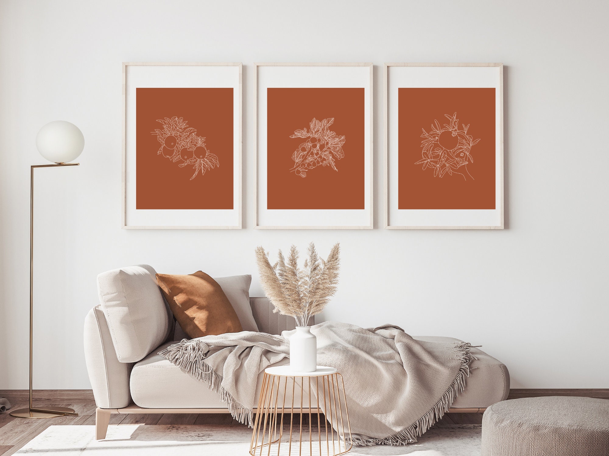 Botanical Terracotta Digital Art Prints Boho/scandinavian - Etsy