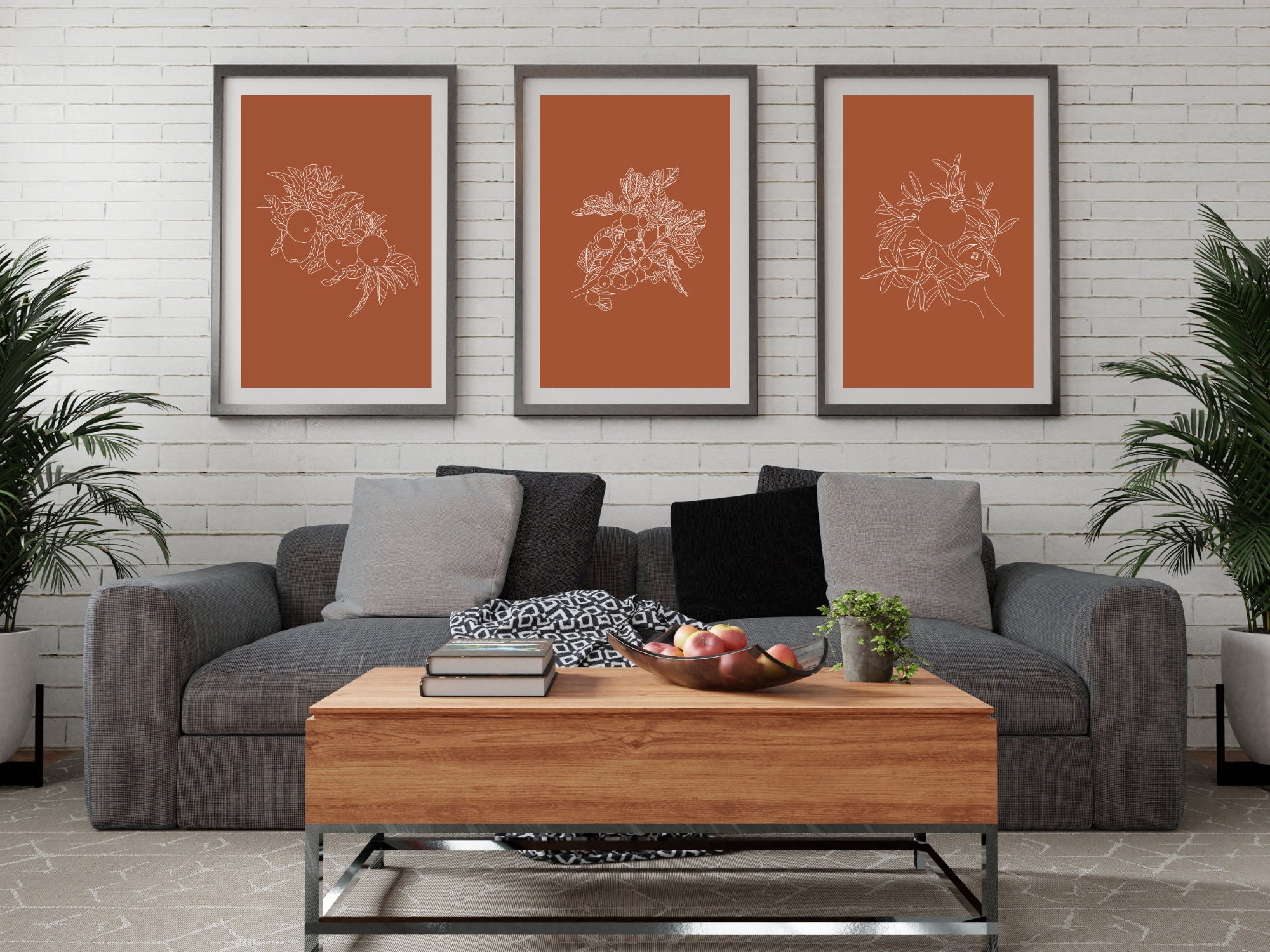 Botanical Terracotta Digital Art Prints Boho/scandinavian - Etsy