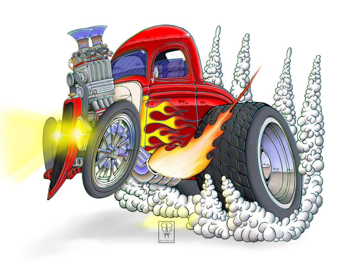 High Resolution Old School Hot Rod Laying Rubber and Throwing - Etsy