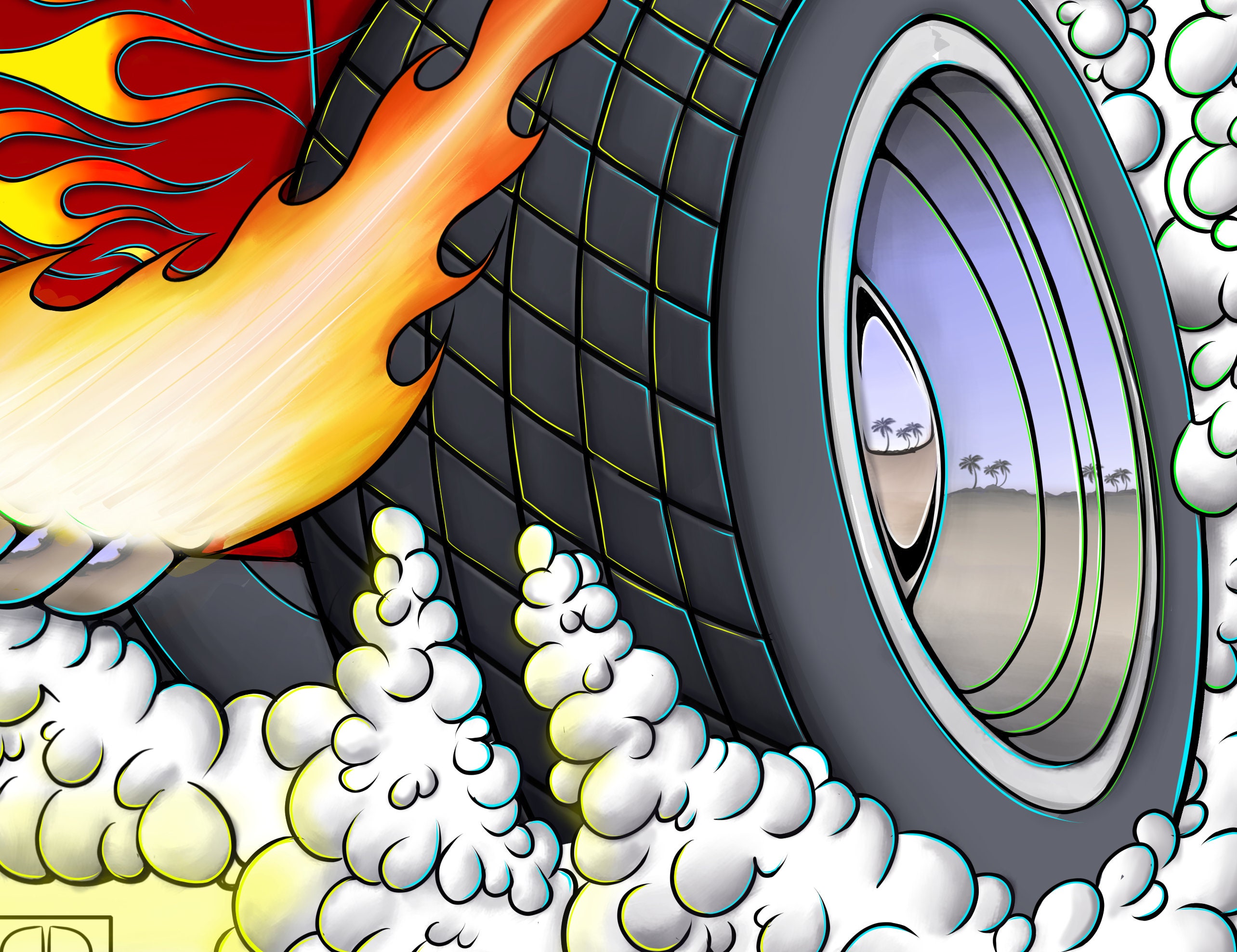 High Resolution Old School Hot Rod Laying Rubber and Throwing Flames - Etsy