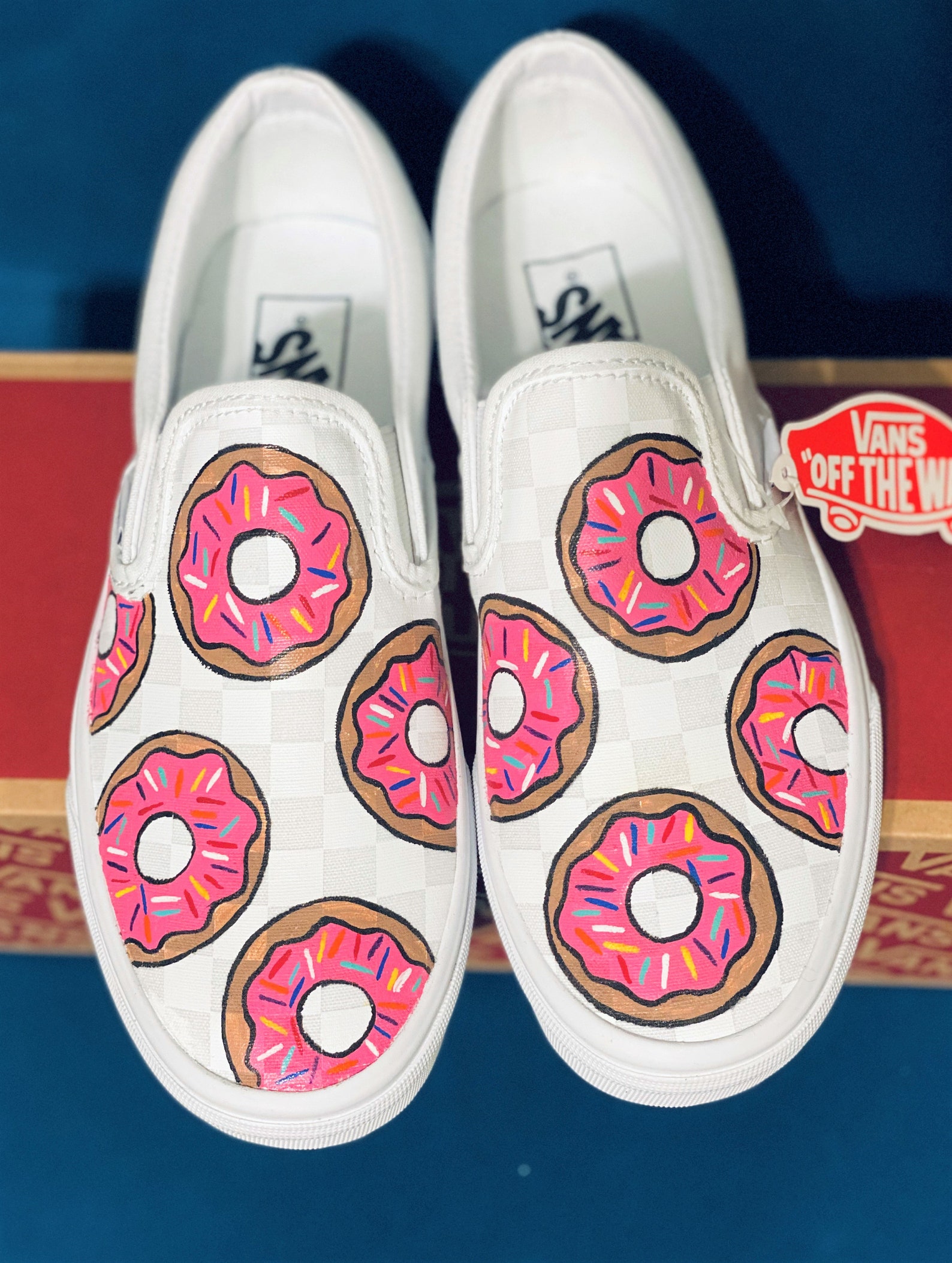 Donut Lover Hand Painted Shoes, Donut Shoes, Custom Vans Shoes, Pink ...