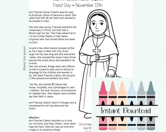 Saint Frances Xavier Cabrini Coloring Page - Etsy