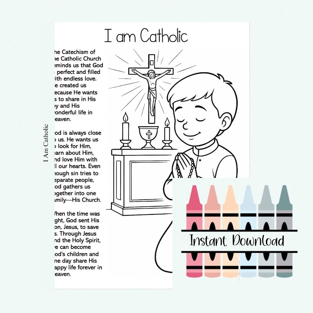 I Am Catholic Coloring Page | Faith Formation (digital Download) - Etsy
