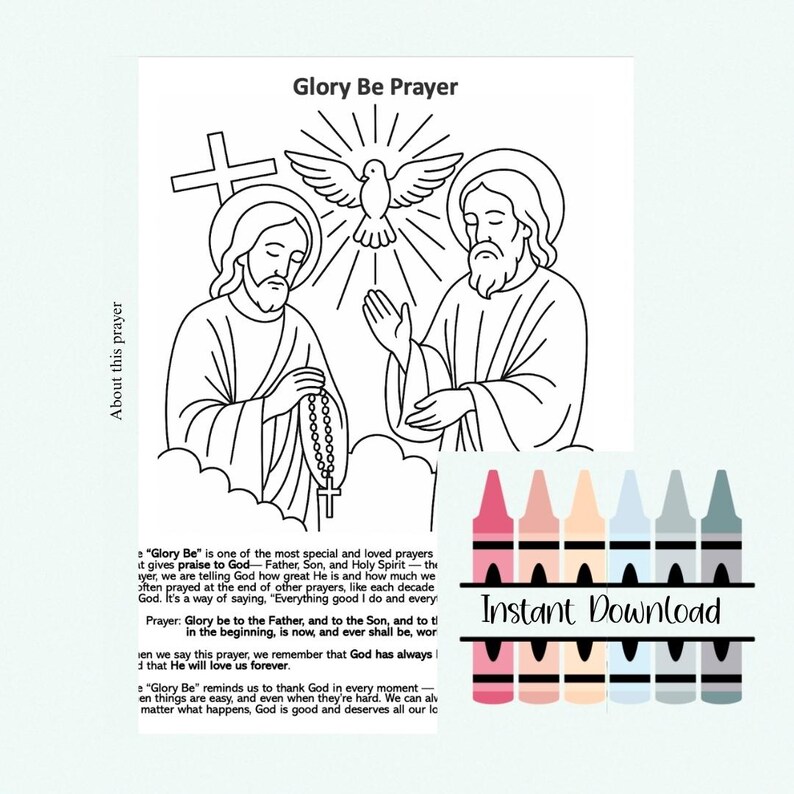 Glory Be Prayer Coloring Page – Catholic Kids Activity (digital ...