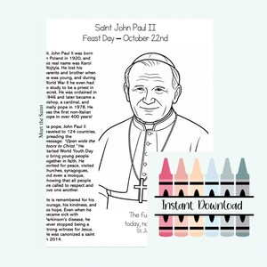 St. John Paul II Coloring Page: Catholic Saint Activity (digital ...