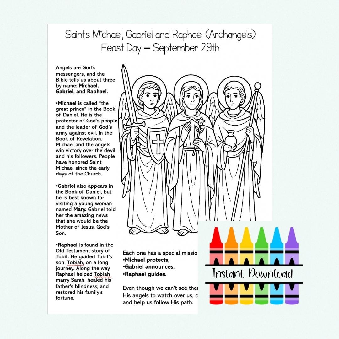 East of the Archangels Coloring Page | St. Michael, St. Gabriel, St ...