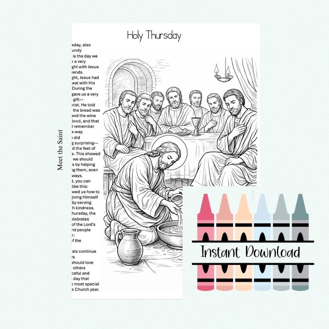 Holy Thursday Coloring Page | Catholic Holy Week Coloring Page | Last ...