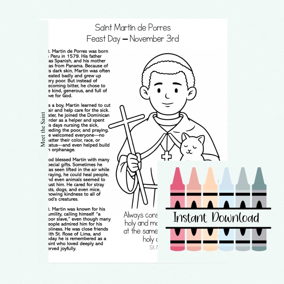 St. Martin De Porres Coloring Page – Patron of Charity & Kindness ...