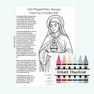 St. Margaret Mary Alacoque Coloring Page: Catholic Saint (digital ...