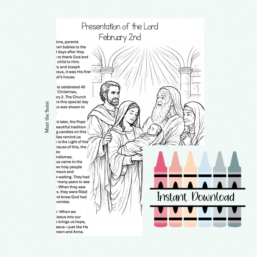 Presentation of the Lord Coloring Page • Candlemas • February 2 ...