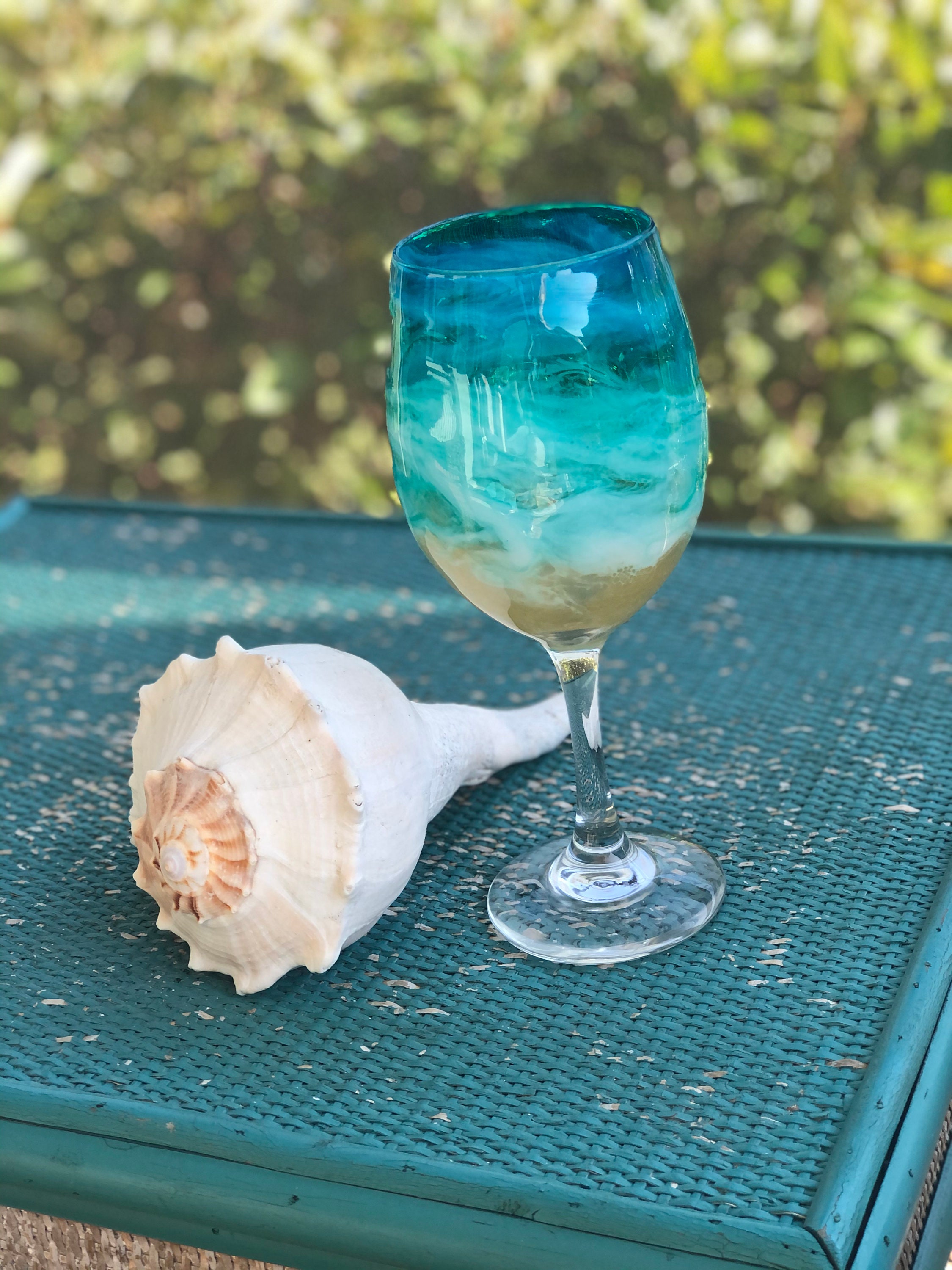Beach Glassware Beach Wine Glasses Beach Drinkware Beach - Etsy