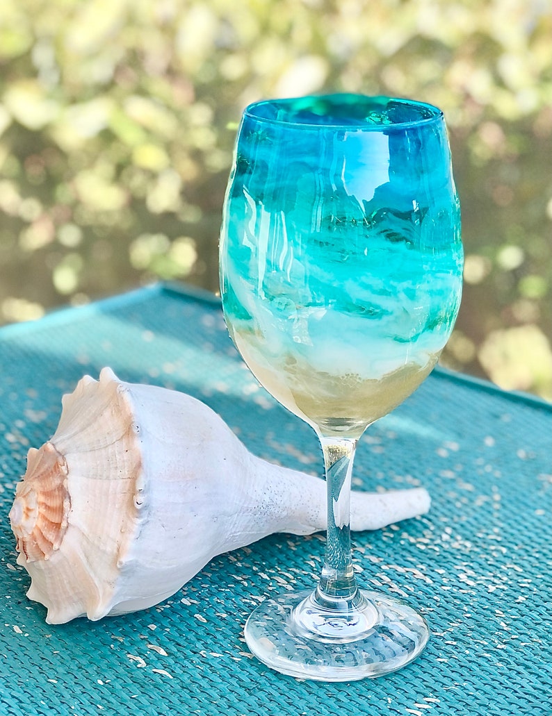 Set of 4 Beach Glassware Beach Wine Glasses Beach - Etsy