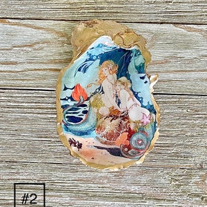 Oyster Shell Ring Dish, Vintage Mermaid Decor, Shell Trinket Dish ...