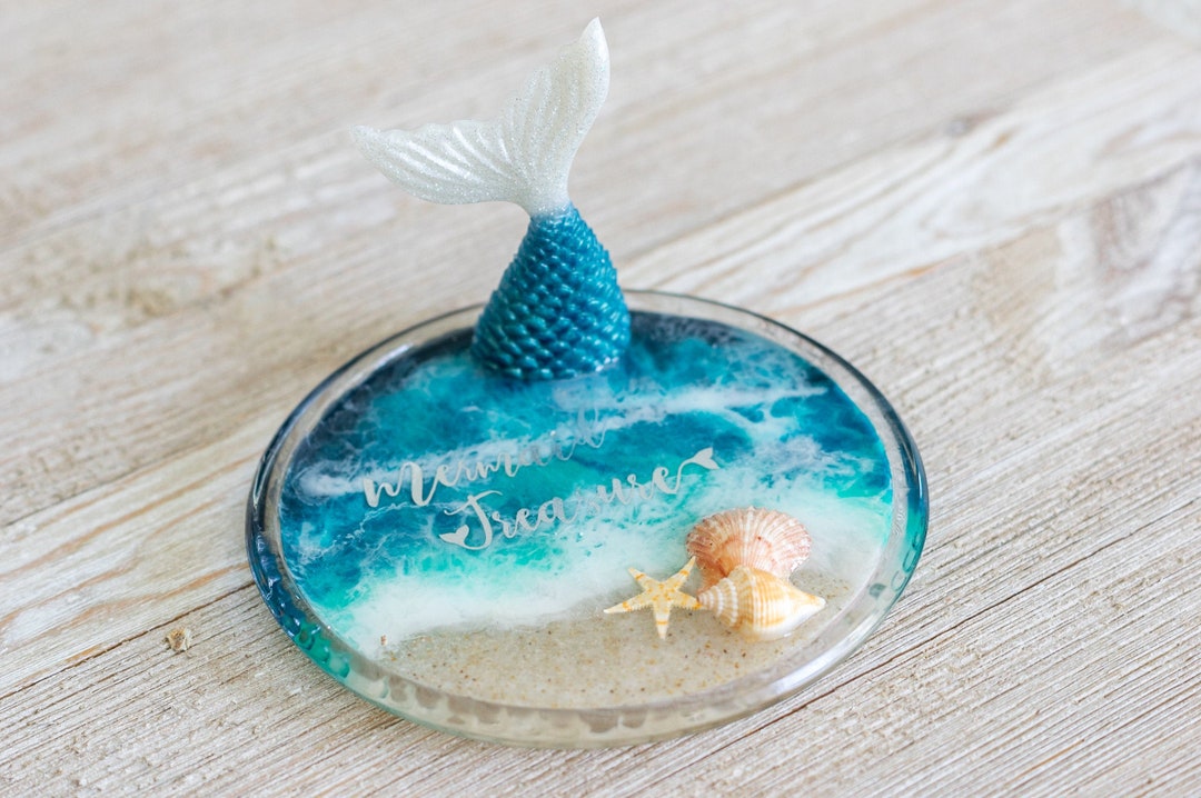 Mermaid Treasure Ocean Jewelry Dish for Mom, Beach Bridesmaid Gifts ...
