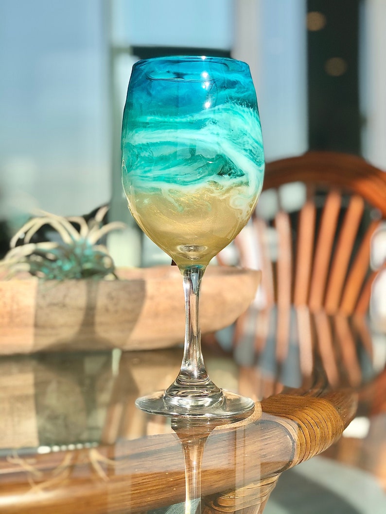 Set of 4 Beach glassware Beach wine glasses Beach | Etsy