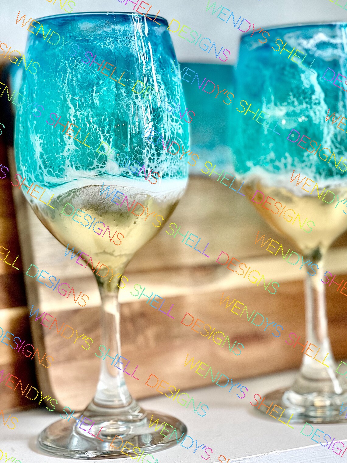 Set of 2, Beach Glassware, Beach Wine Glasses, Beach Drinkware, Beach ...