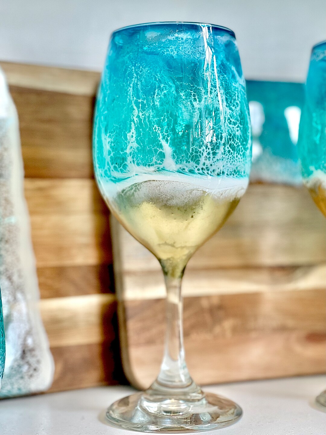 Set of 4, Beach Glassware, Beach Wine Glasses, Beach Drinkware, Wedding ...