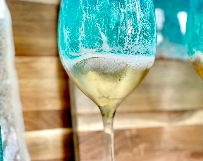 Set of 4, Beach Glassware, Beach Wine Glasses, Beach Drinkware, Wedding ...