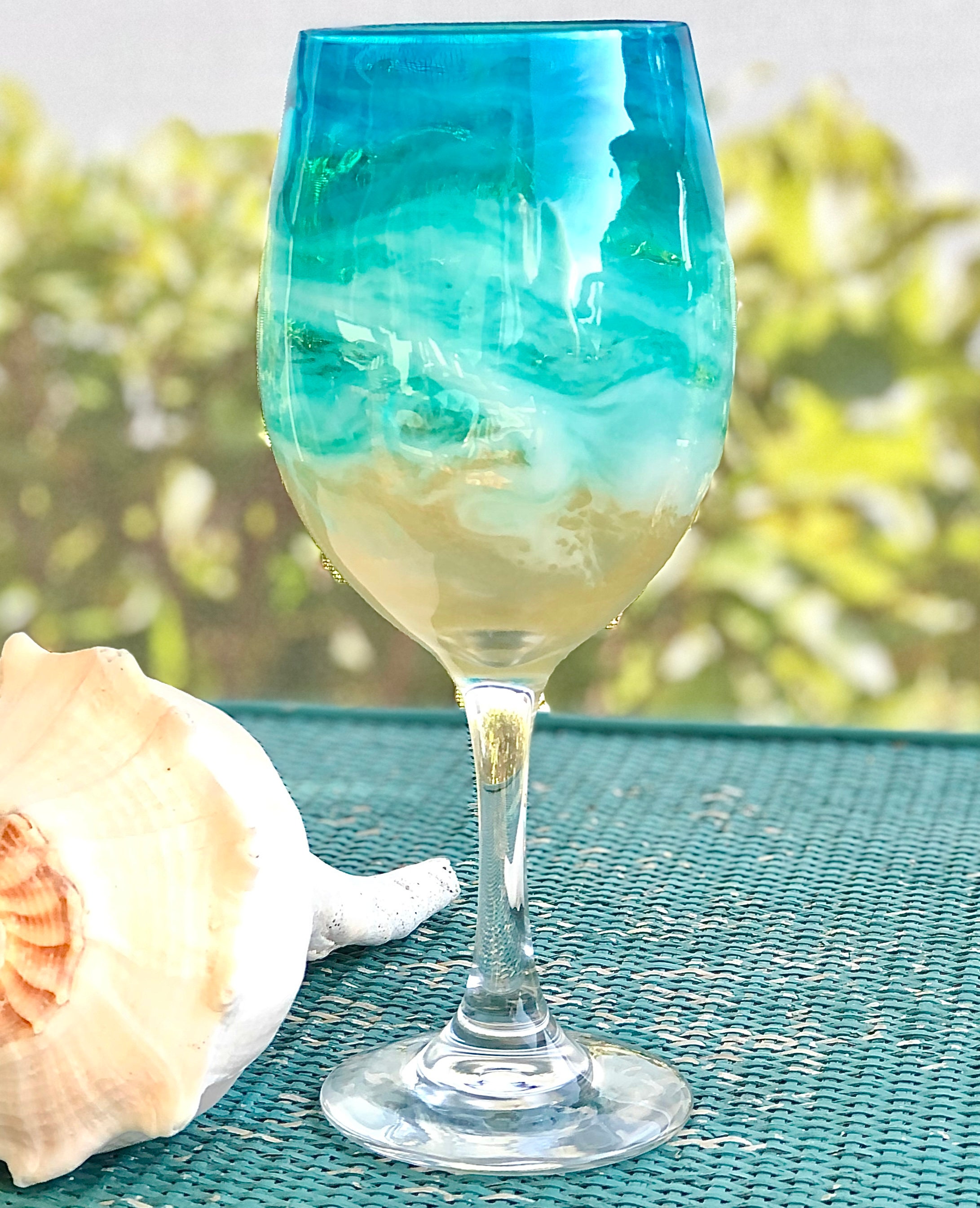 Set of 4 Beach glassware Beach wine glasses Beach | Etsy