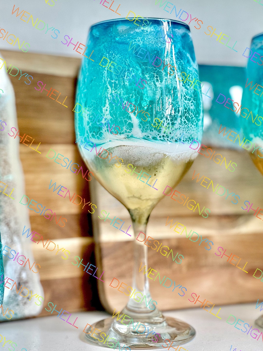 Set of 2, Beach Glassware, Beach Wine Glasses, Beach Drinkware, Beach ...