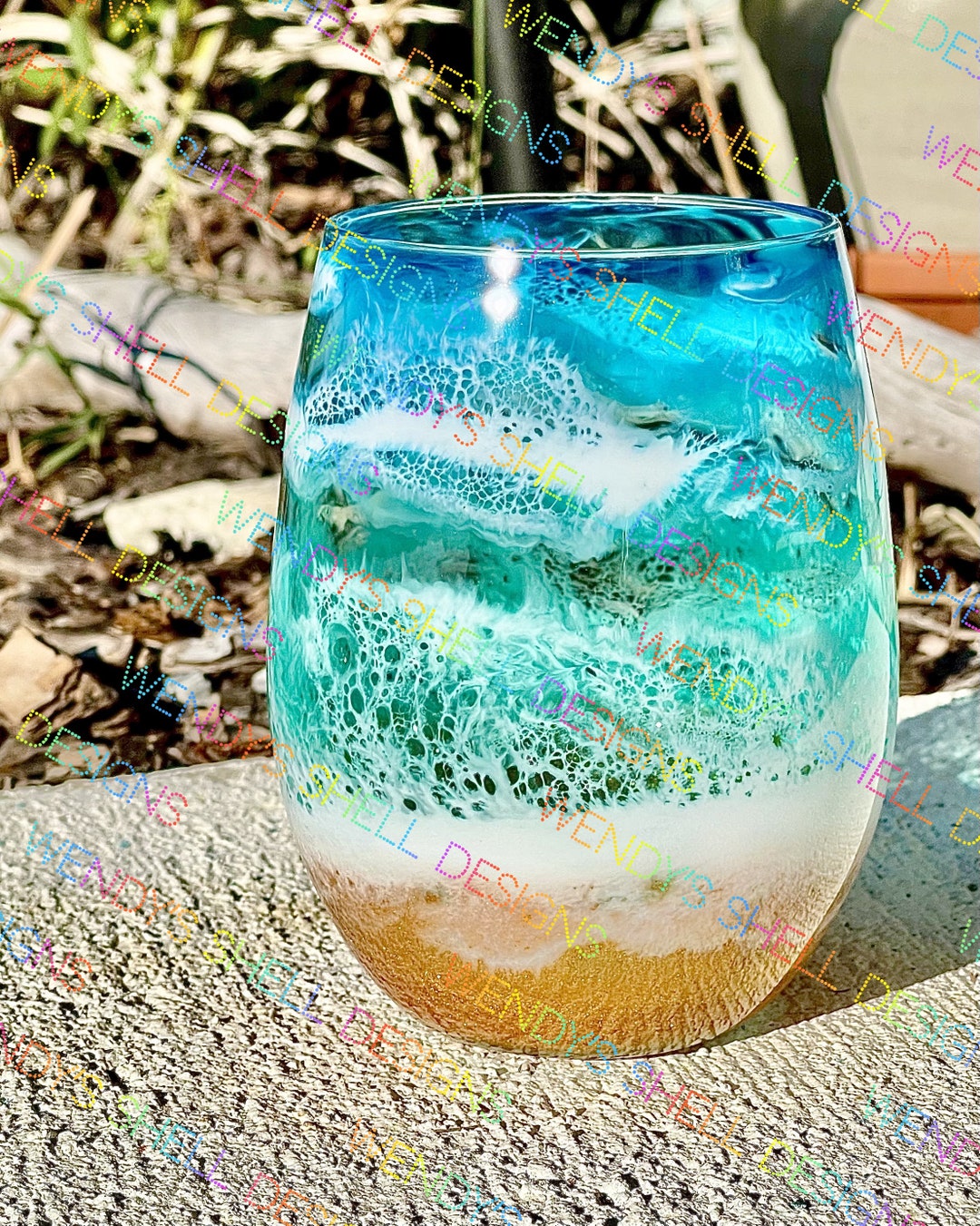 Beach Glassware, Beach Wine Glasses, Beach Drinkware, Beach Lover Gift ...