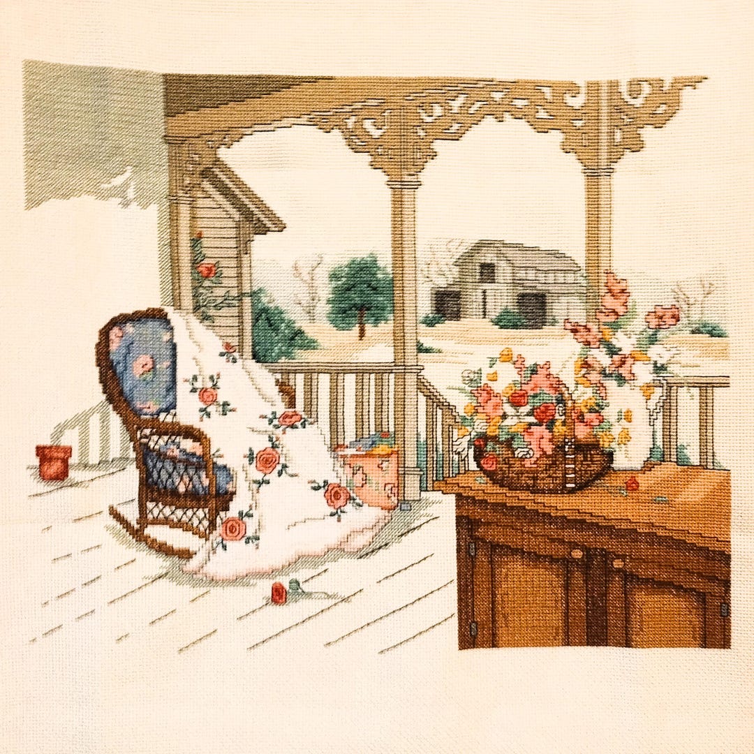 ROSE OF SHARON Completed Counted Cross Stitch Design by Paula Vaughan ...