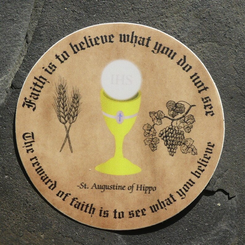 First Communion Sticker, Catholic Eucharist Sticker, St Augustine Quote ...