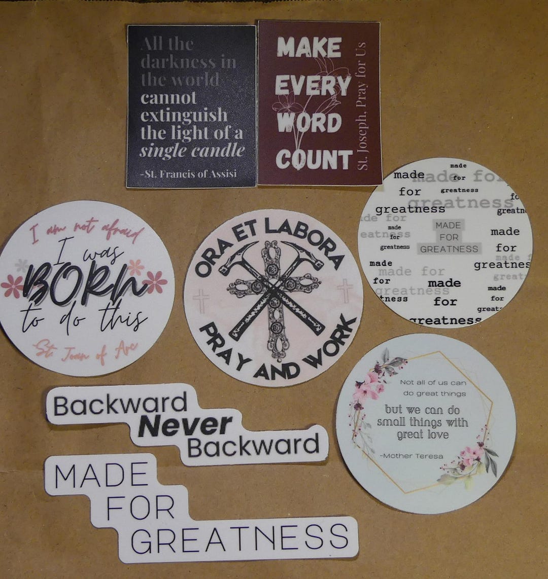 Catholic Sticker 8-pack Bundle - Waterproof Vinyl Saint Decals for ...