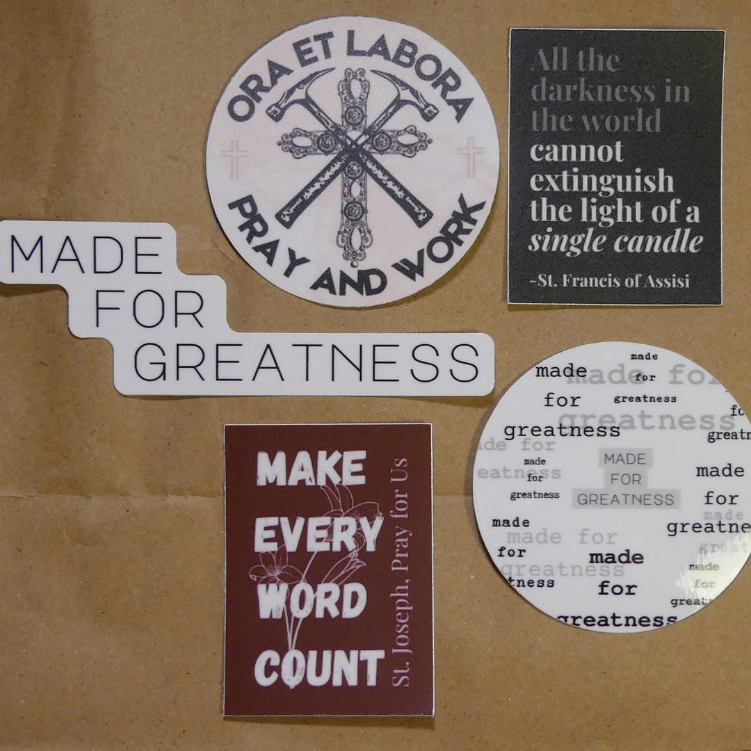 Masculine Catholic Sticker Set – 5-pack Vinyl Saint Quote Decals for ...