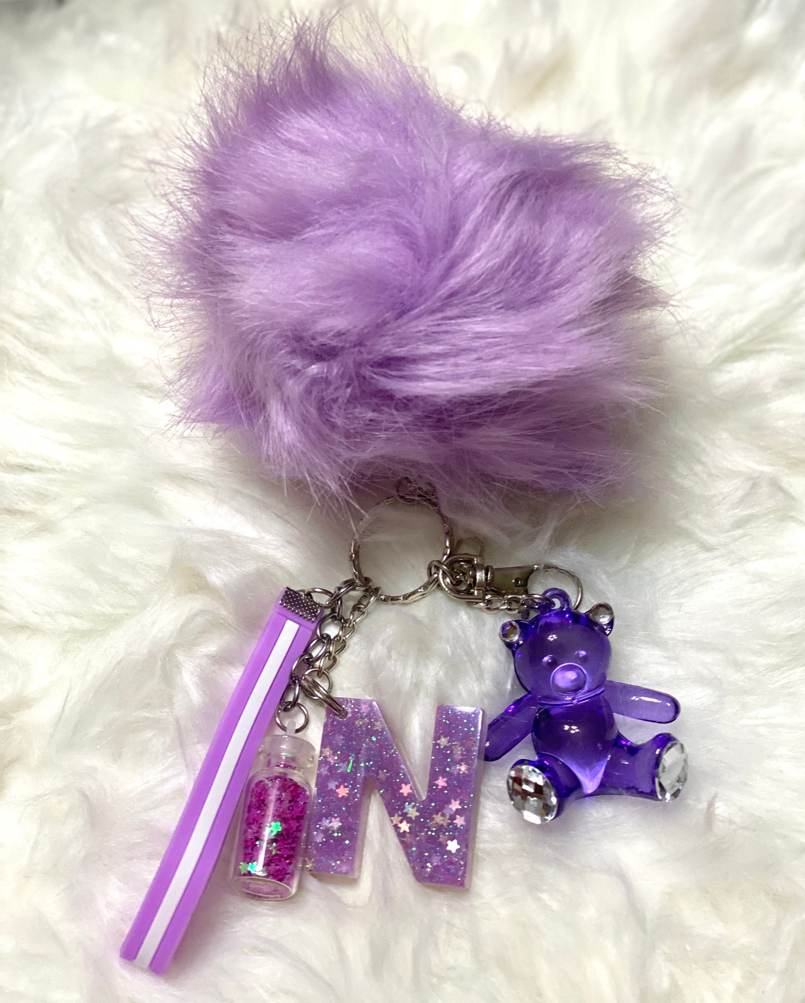 Purple Keyring Classic Keychain Colorful Themed Resin Letter | Etsy