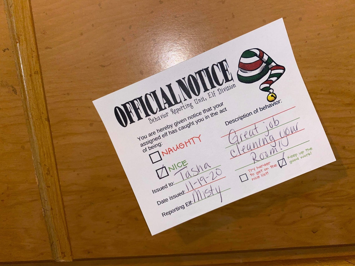 Christmas Elf Behavior Reminder Notes | Etsy