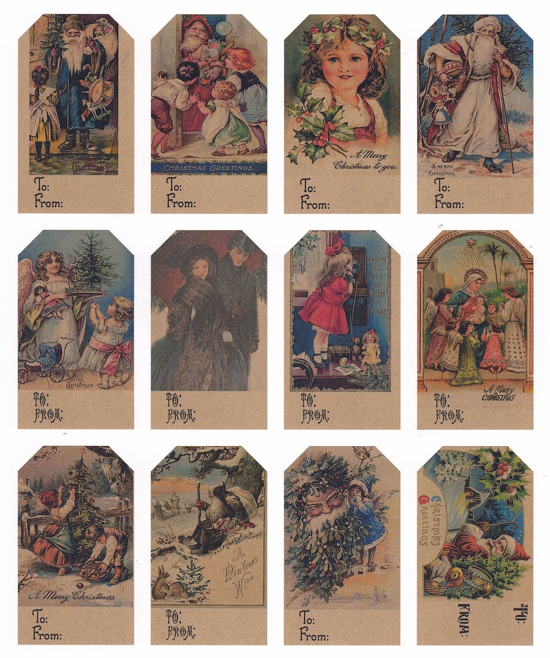 Vintage Style Victorian Christmas Gift Tag Stickers - Etsy
