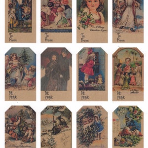 Vintage Style Victorian Christmas Gift Tag Stickers - Etsy