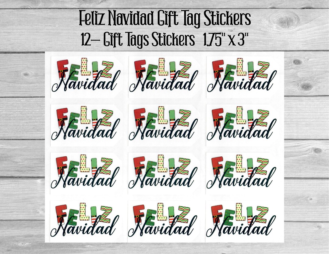 Feliz Navidad Christmas Gift Tag Stickers - Etsy
