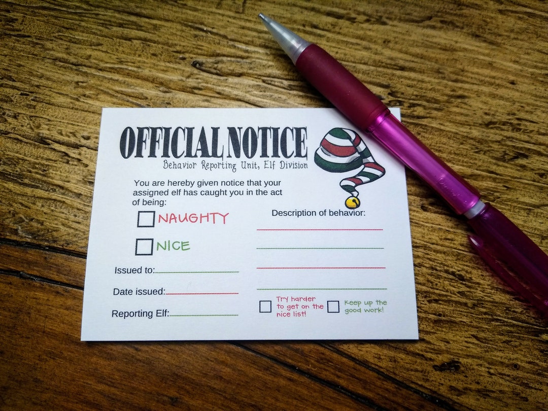 Christmas Elf Behavior Reminder Notes - Etsy