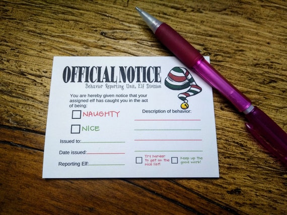 Christmas Elf Behavior Reminder Notes | Etsy