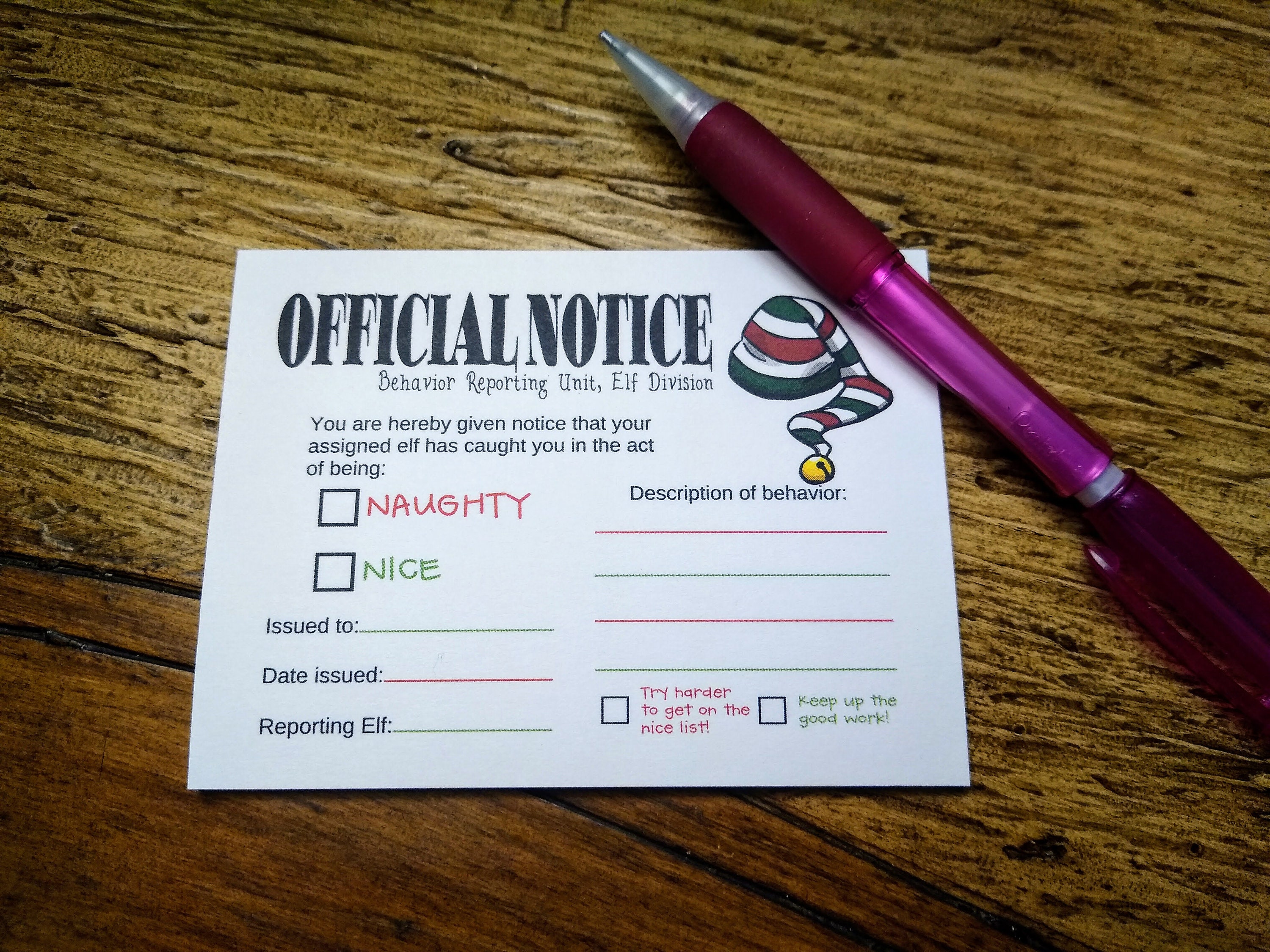 Christmas Elf Behavior Reminder Notes - Etsy