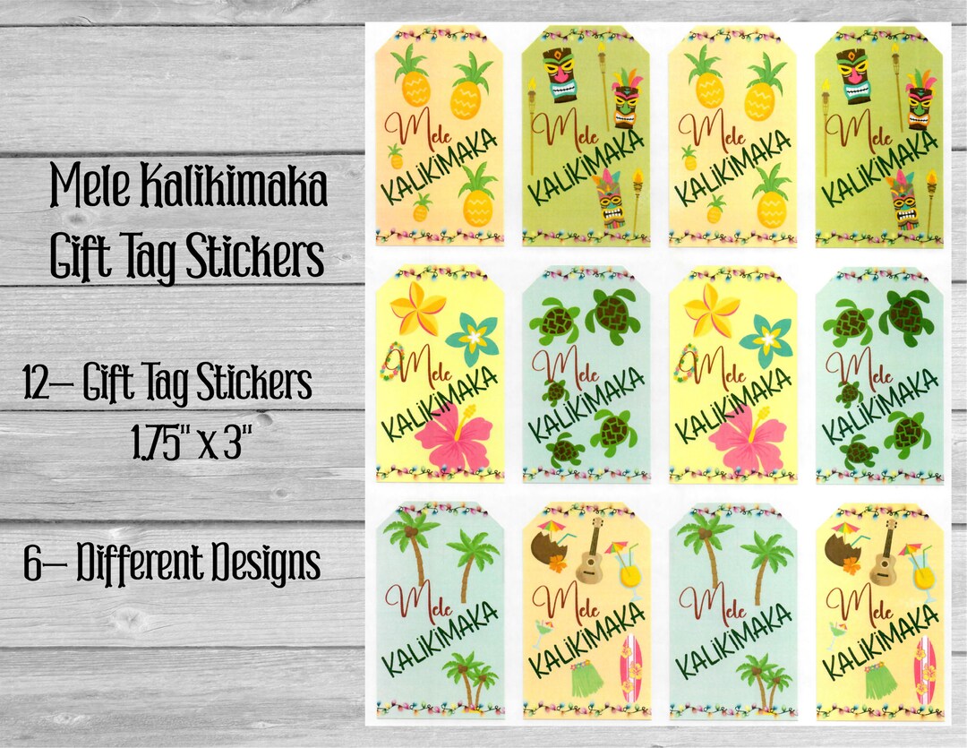 Mele Kalikimaka Hawaiian Christmas Gift Tag Stickers - Etsy