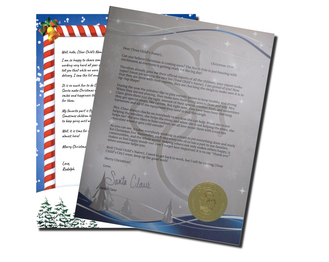 Custom Letters From Santa and Rudolph - Etsy