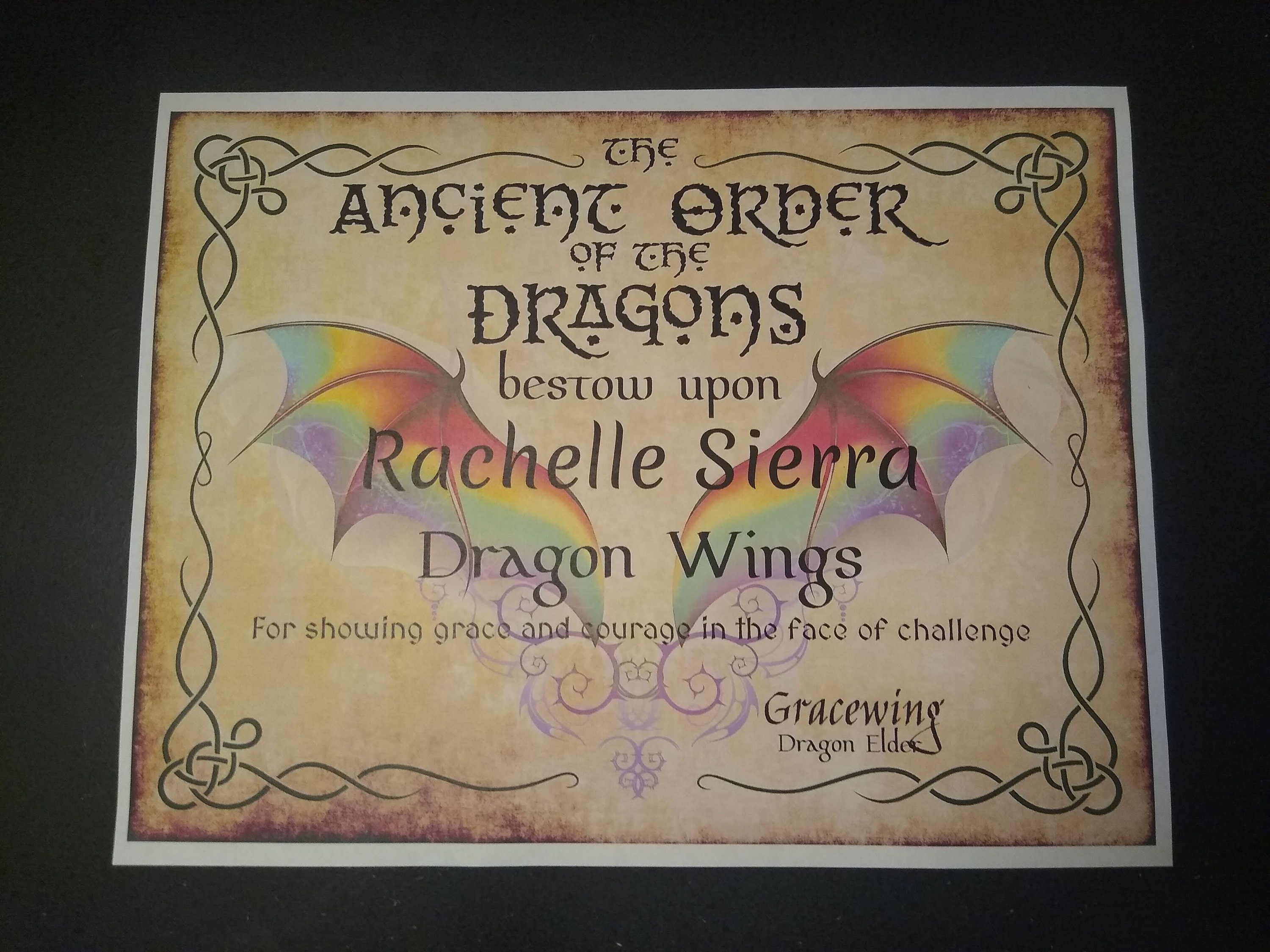 Rainbow Dragon Wing Certificate INSTANT DIGITAL DOWNLOAD - Etsy
