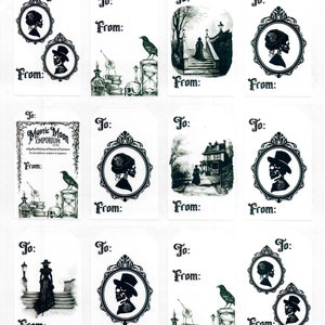 Vintage Style Gothic Spooky Gift Tag Stickers for Halloween, Christmas ...