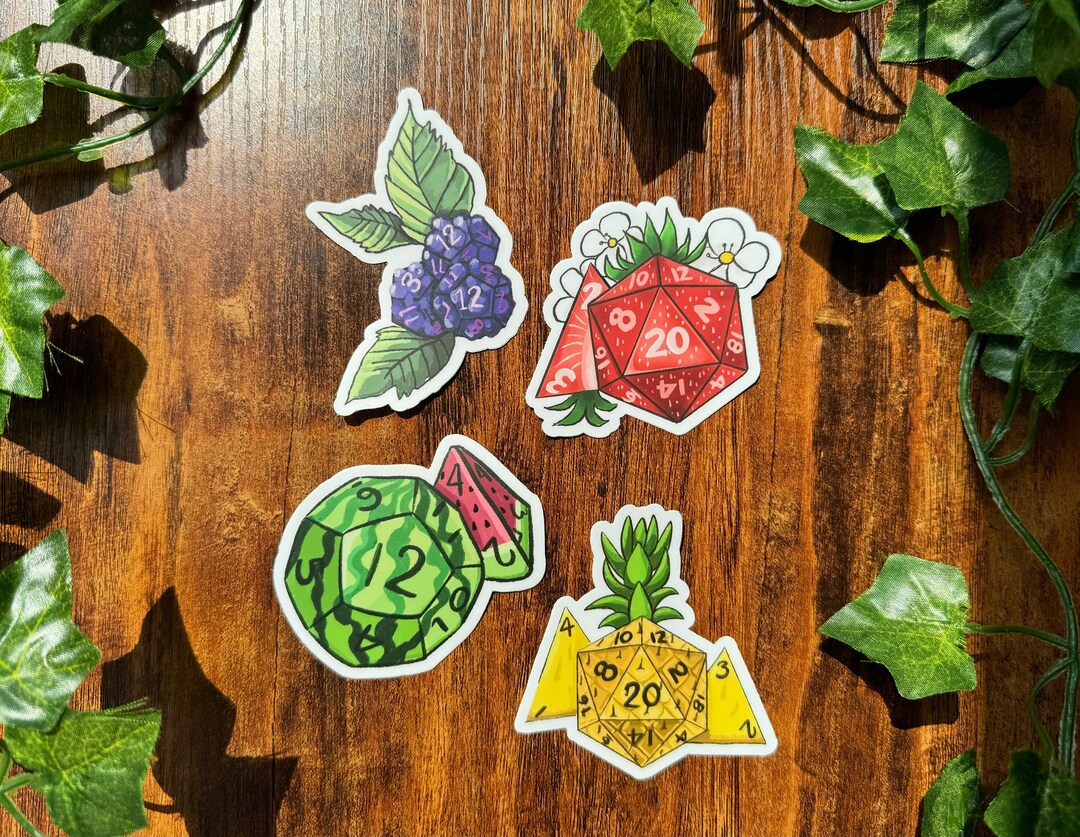 Dnd Dice Fruit Sticker Pack | 4 Pack Vinyl Stickers| Waterproof ...