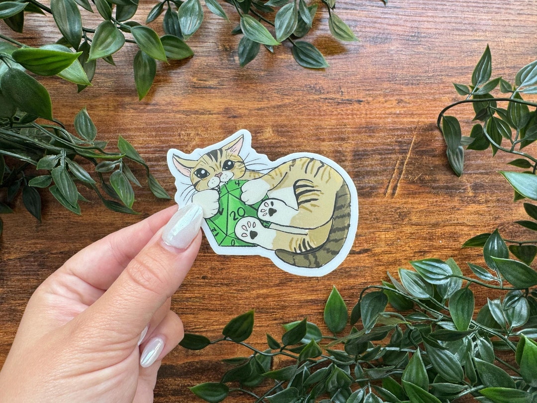 Dnd Tabby Cat Dice Sticker Vinyl Sticker Waterproof Stickers Laptop ...