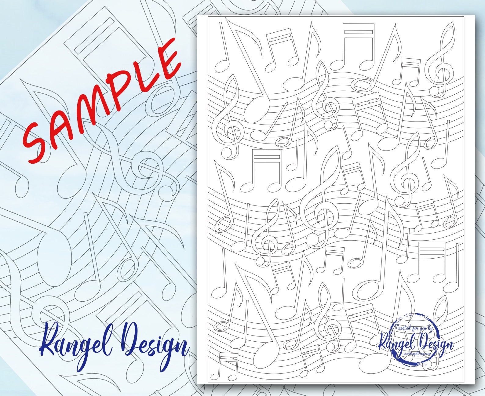 Printable Coloring Page - Music Notes - Digital Download - Etsy