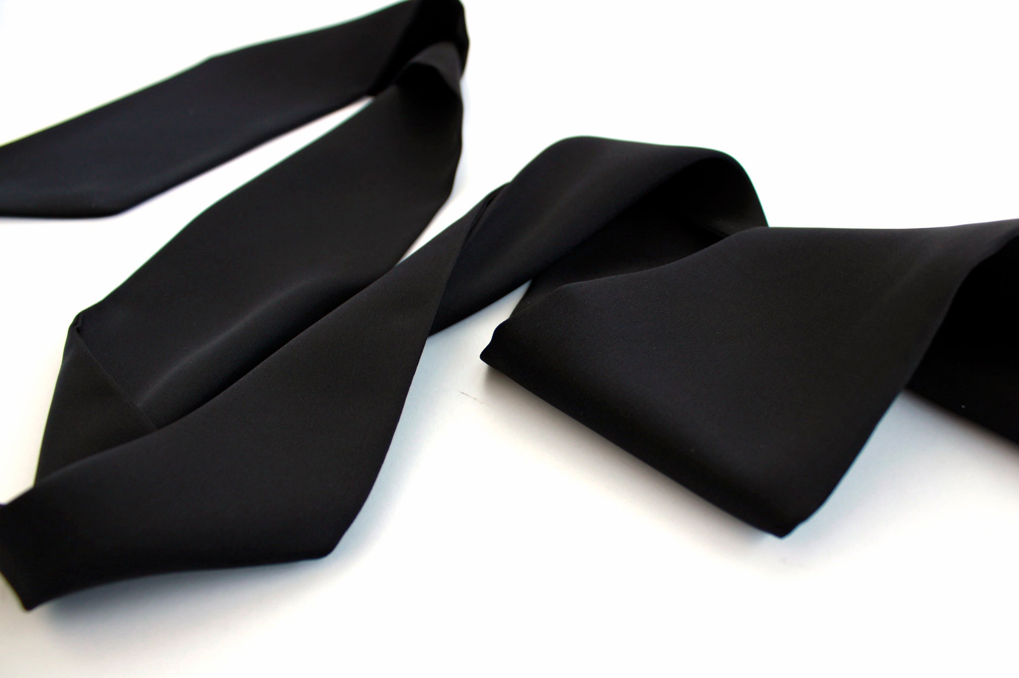 Black Satin Short Hair Scarf, Small Skinny Neck Scarves, Head Tie ...