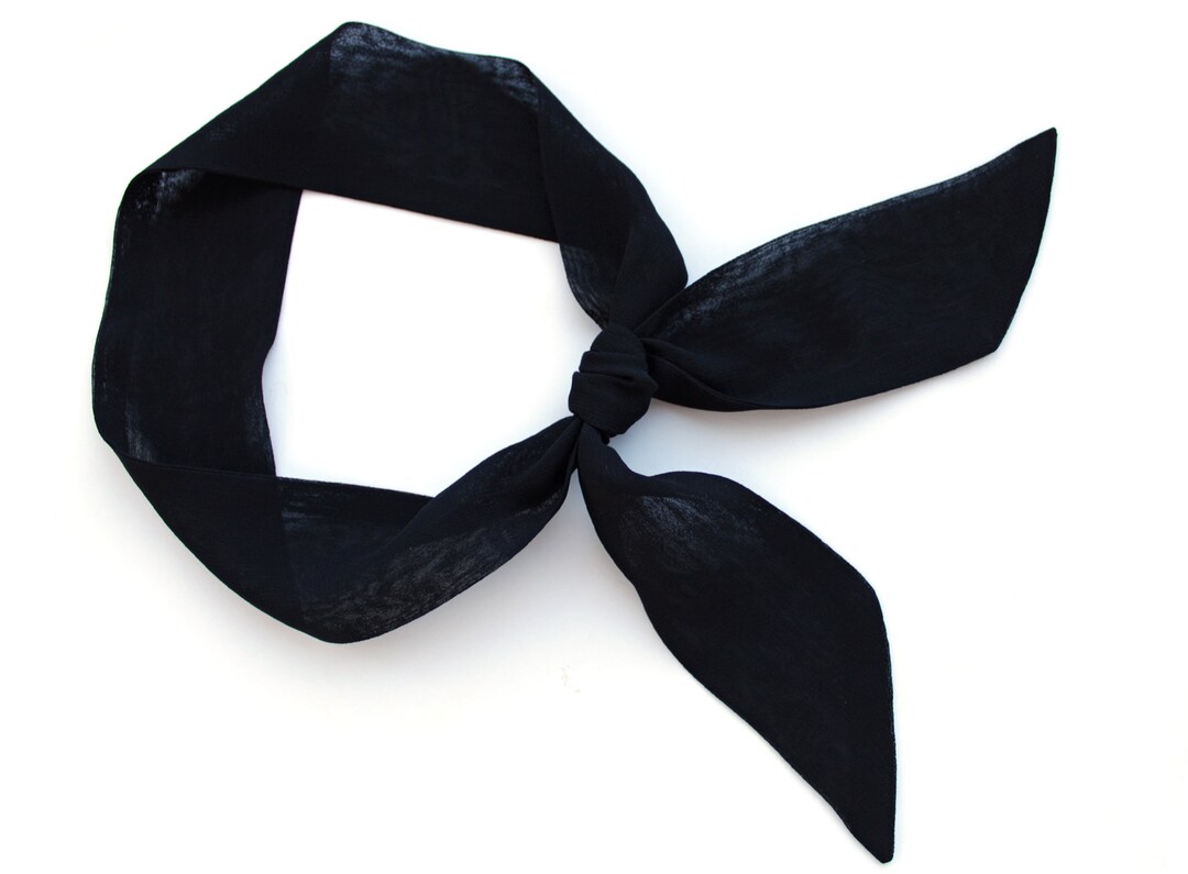 Elegant Black Chiffon Short Hair Scarf – Stylish Skinny Accessory for ...