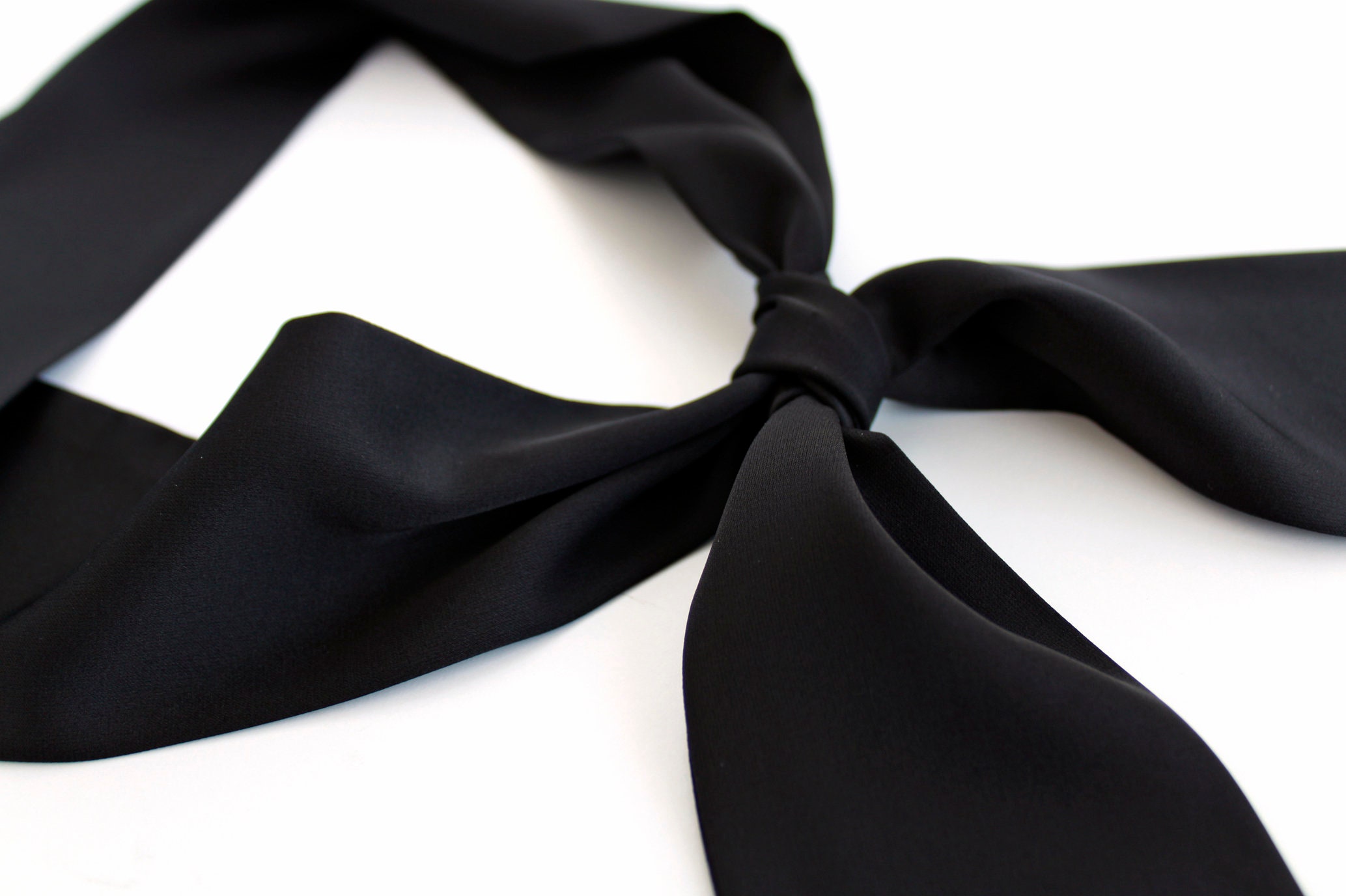 Black Satin Short Hair Scarf, Small Skinny Neck Scarves, Head Tie ...