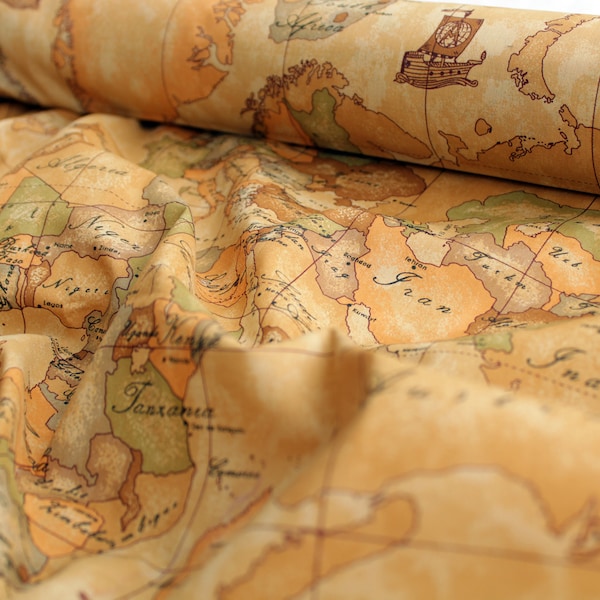 World Map Fabric - Etsy